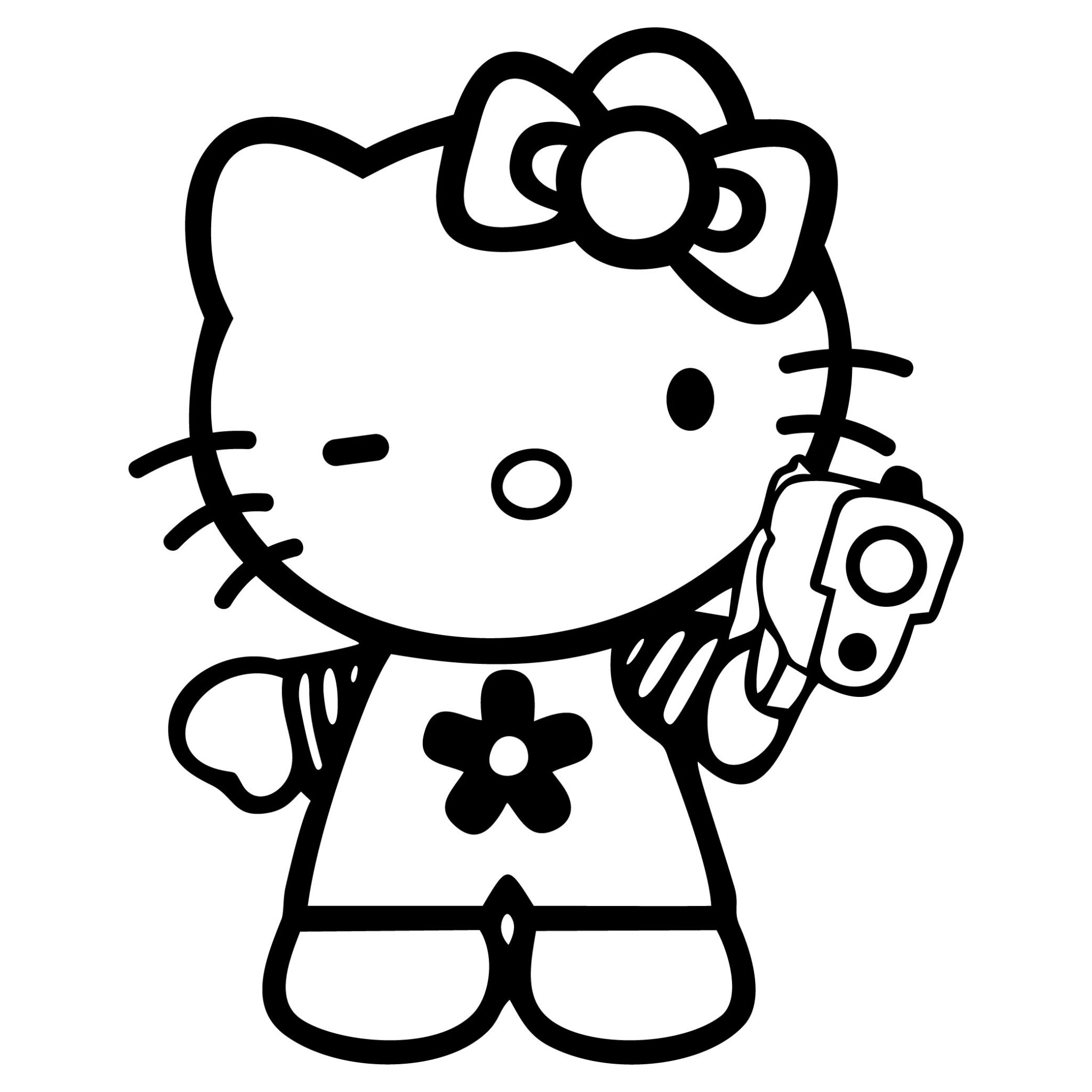 Hello Kitty s Hello Kitty Gun Bad Gangster Vinyl Decal Sticker - NiceDecal